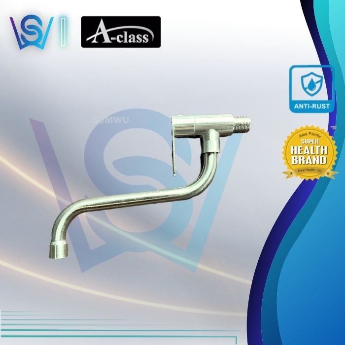 WALL MOUNTED LONG ABLUTION ISLAM TAP BIB BRASS CHROME - Sumwu Concept