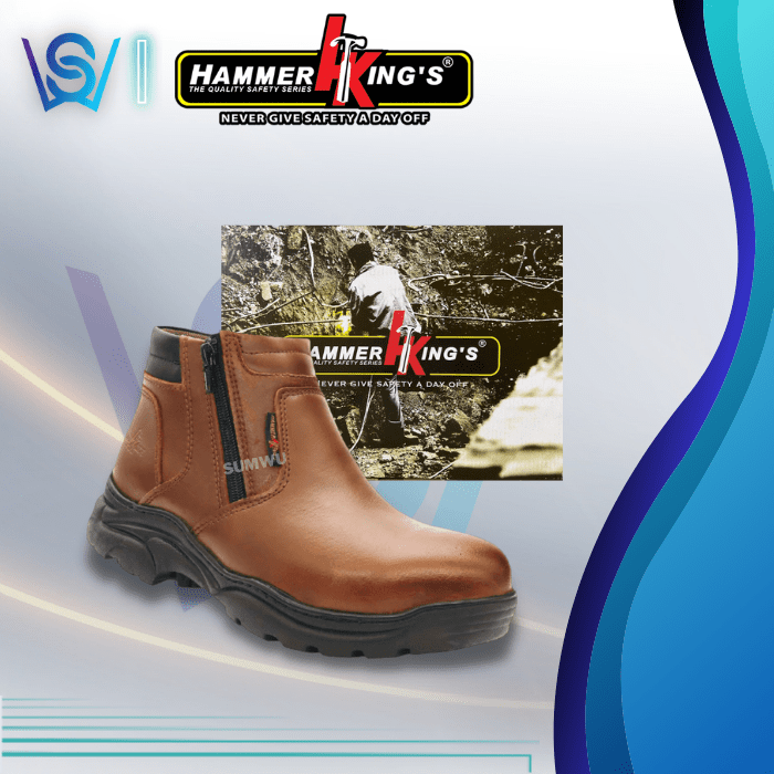HAMMER KING MID CUT DUAL ZIPPER NORMAL SAFETY SHOE 13013 BROWN - Sumwu ...
