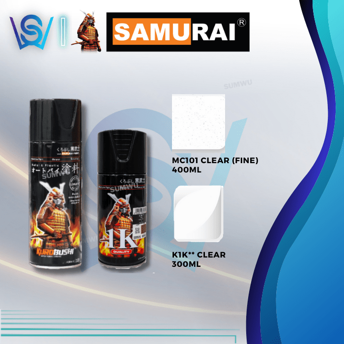 SAMURAI SPRAY PAINT TOP COAT MC101 / K1K CLEAR (400ML/300ML) - Sumwu ...